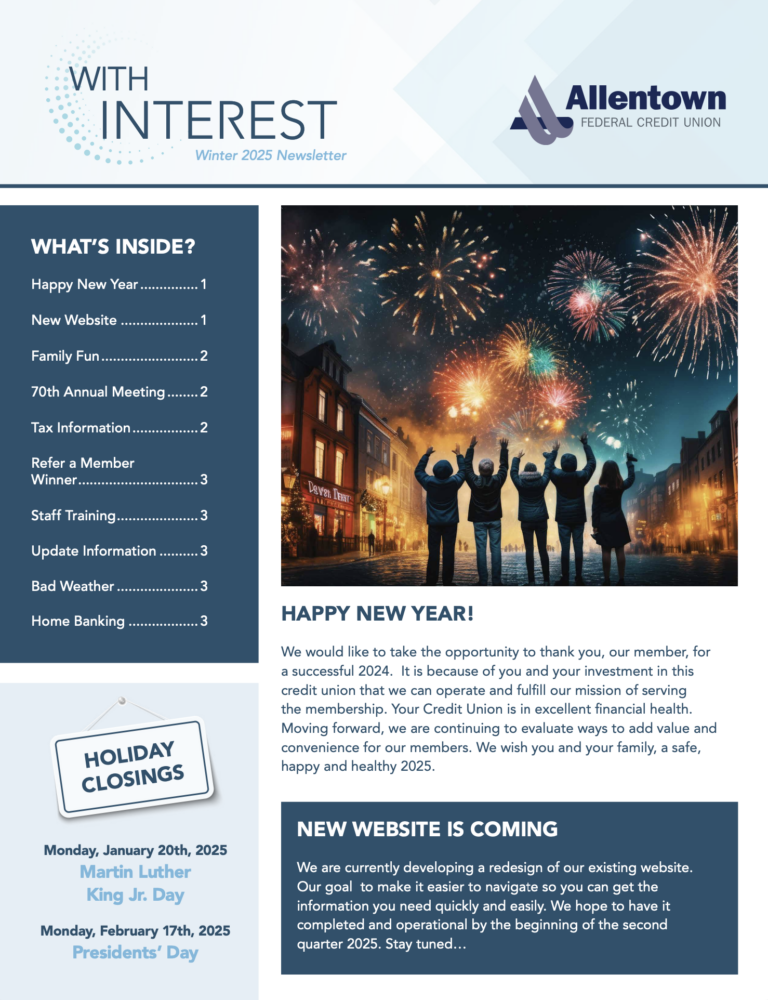 Newsletters – Allentown Federal Credit Union